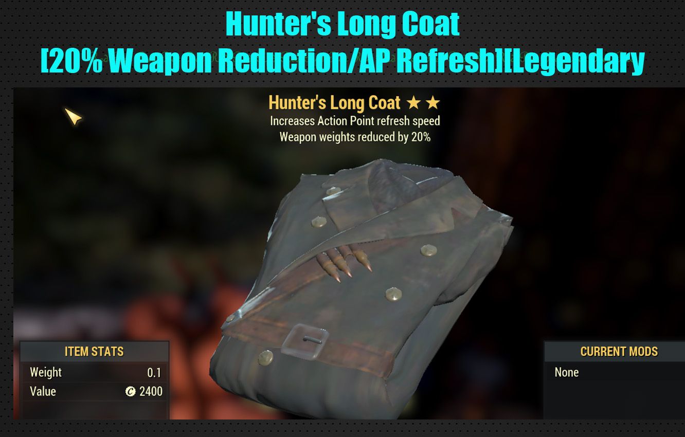 Buy Hunter's Long Coat [20% Weapon in FALLOUT 76 Items - Offer #2527551298