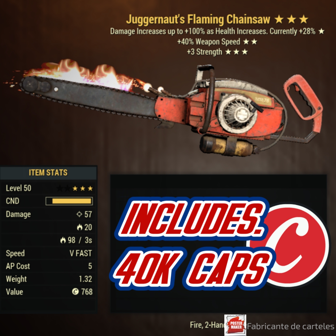 Buy Juggernaut Chainsaw / J 40 3S in FALLOUT 76 Items - Offer #2529237569