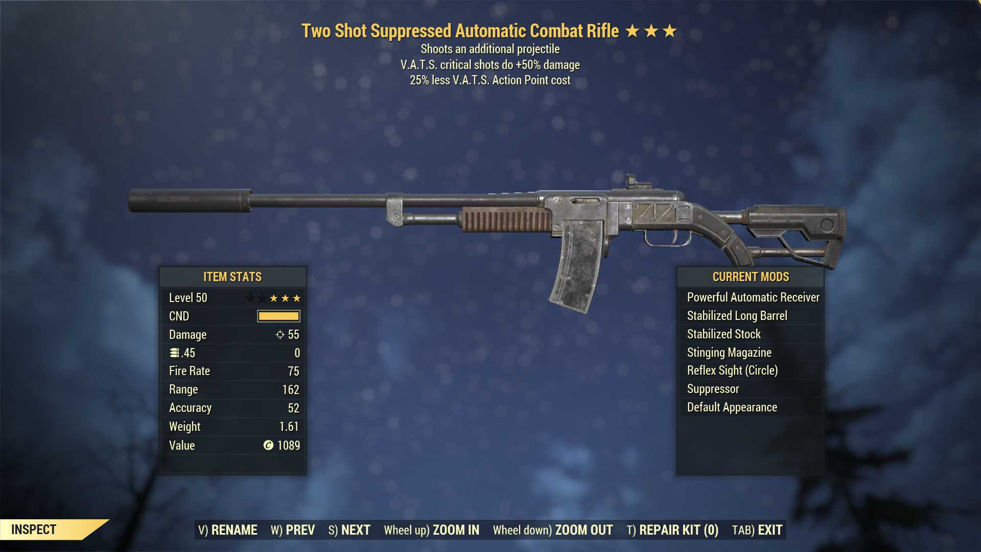 Buy Two Shot Combat Rifle (+50% cr in FALLOUT 76 Items - Offer #2420158373