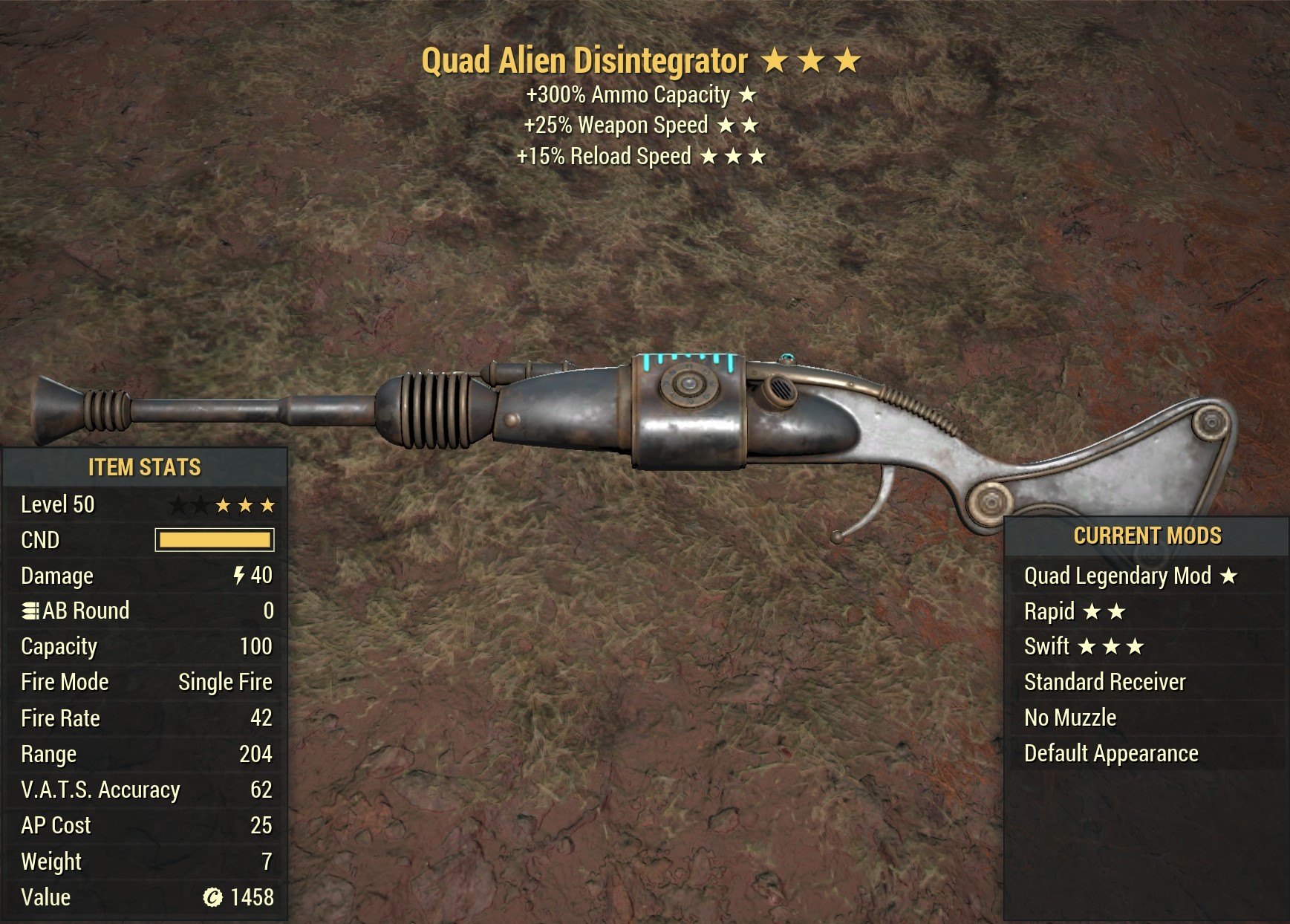 Buy Quad Alien Disintegrator [25% in FALLOUT 76 Items - Offer #253874921