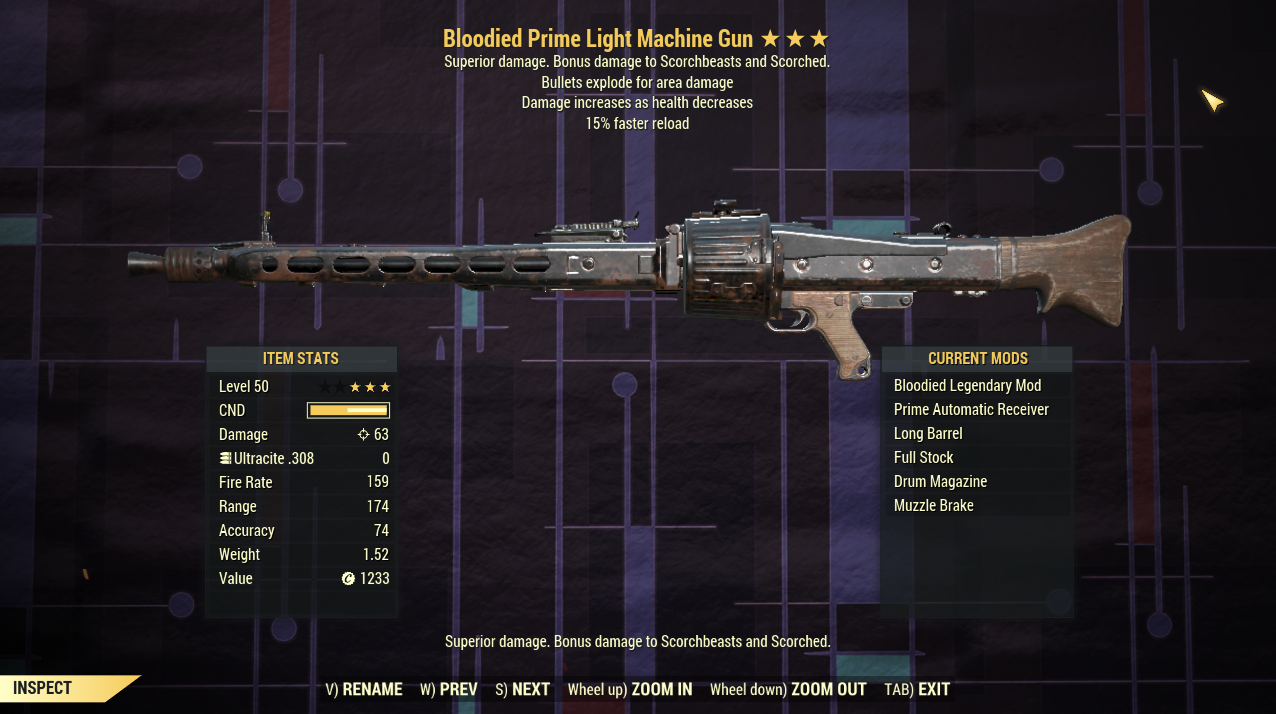Buy Bloodied Explosive Light Machi in FALLOUT 76 Items - Offer #251657922