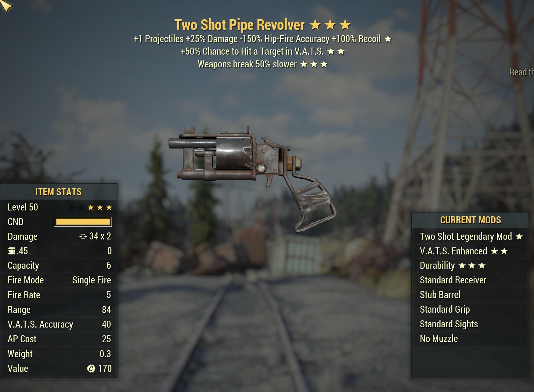 Buy Pipe Revolver TS/50Chance/Weap in FALLOUT 76 Items - Offer #249048959