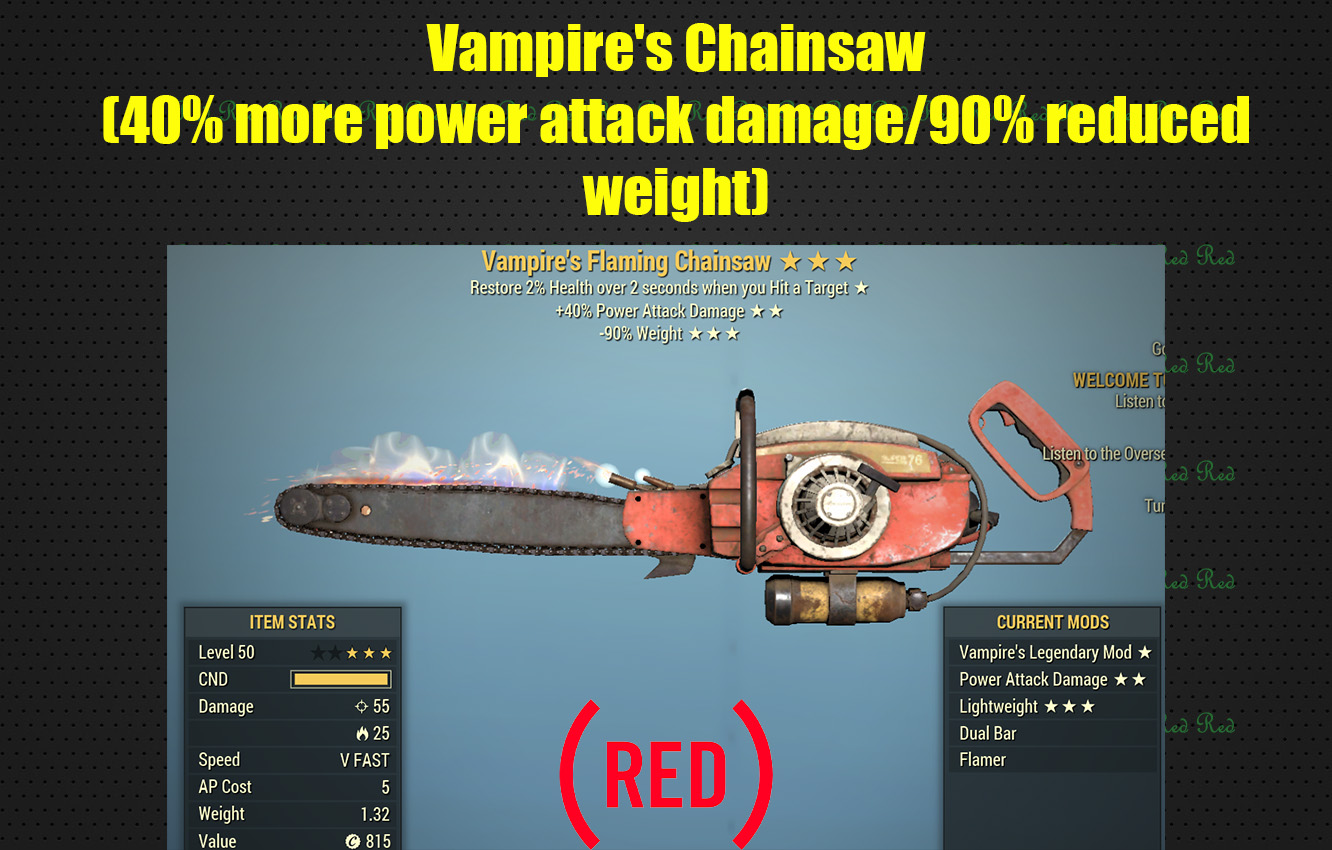 Buy Vampire's Chainsaw (40% more p in FALLOUT 76 Items - Offer #2530488320