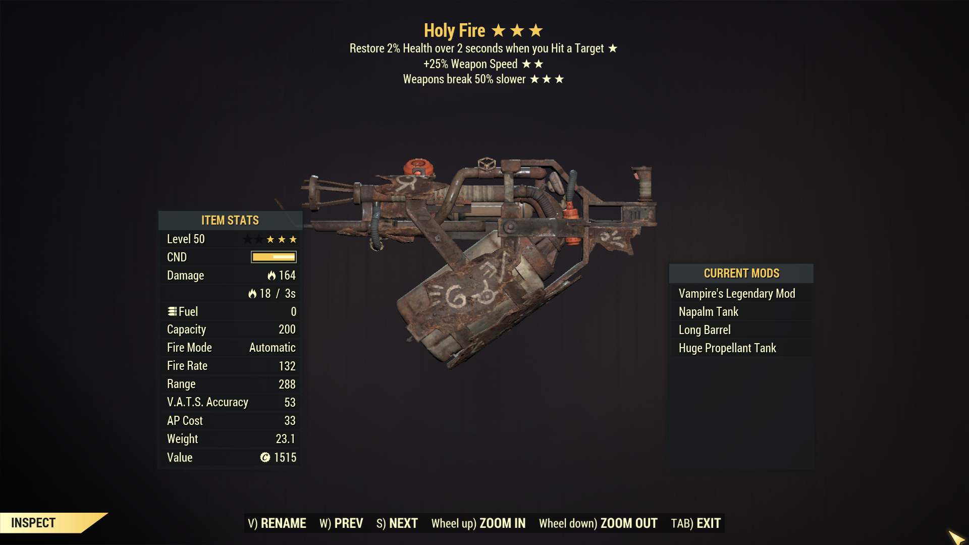 Buy Holy Fire Vampire's Flamer (+2 in FALLOUT 76 Items - Offer #2528179623