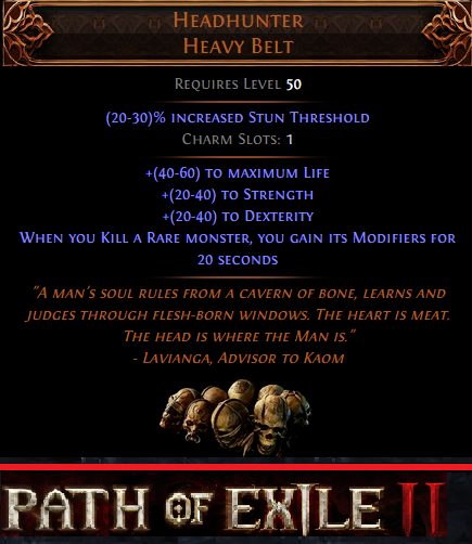 Buy Headhunter Heavy Belt (non co in PATH OF EXILE 2 Items - Offer ...