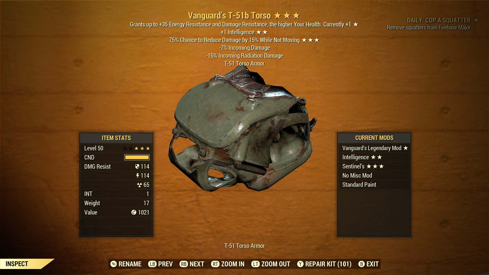 Buy [XBOX] Vanguard's Sentinel T-5 in FALLOUT 76 Items - Offer #254684394
