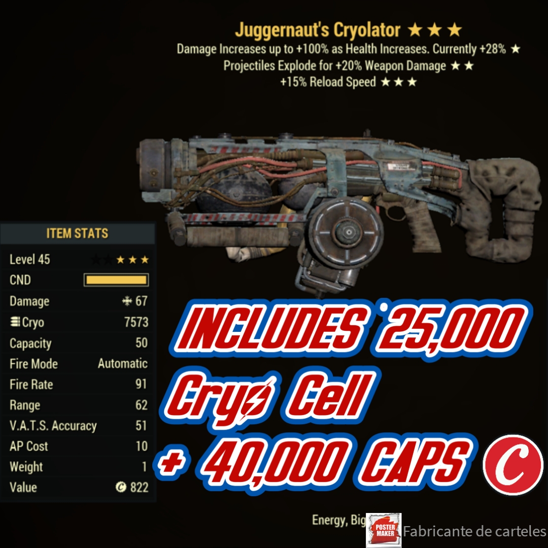 Buy Juggernaut Explosive Cryolator in FALLOUT 76 Items - Offer #26363684