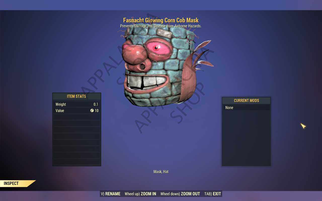 Buy Fasnacht Glowing Corn Cob Mask in FALLOUT 76 Items - Offer #2529425070