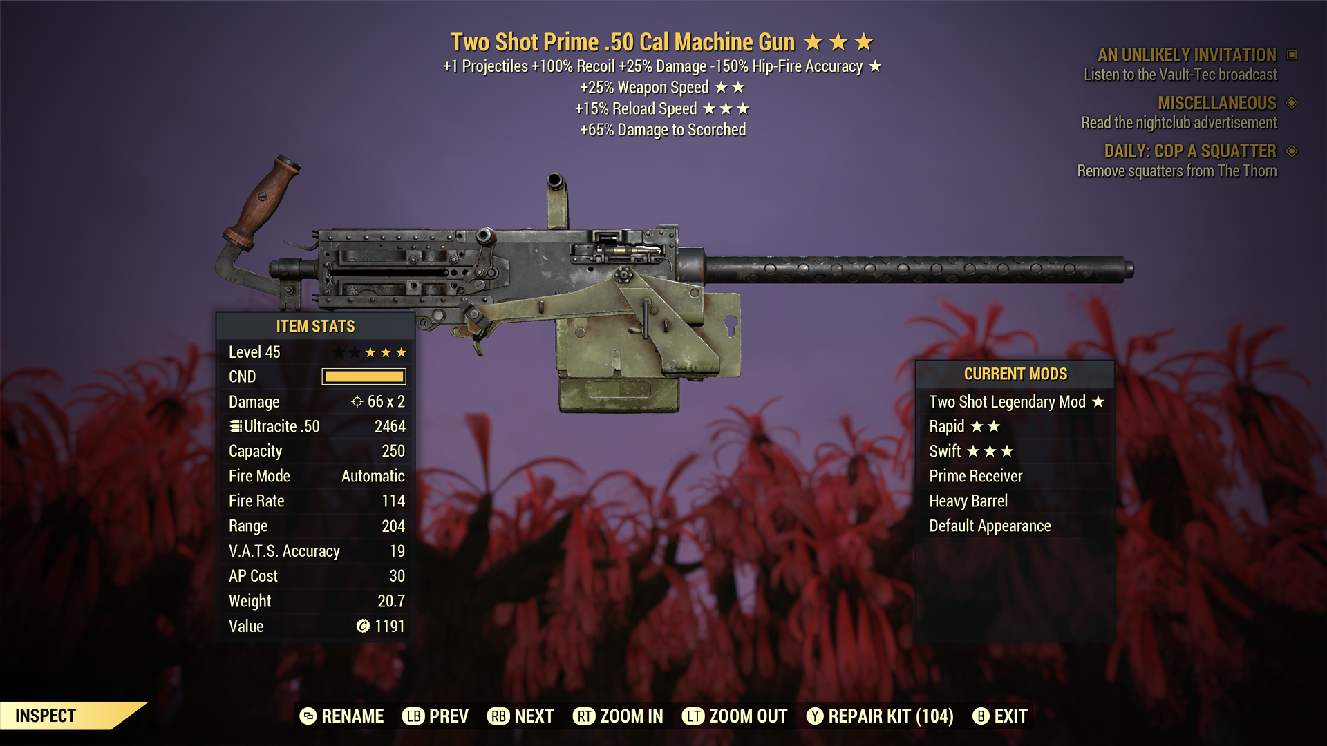 Buy [XBOX] Two Shot 50 Cal Machine in FALLOUT 76 Items - Offer #2420140510