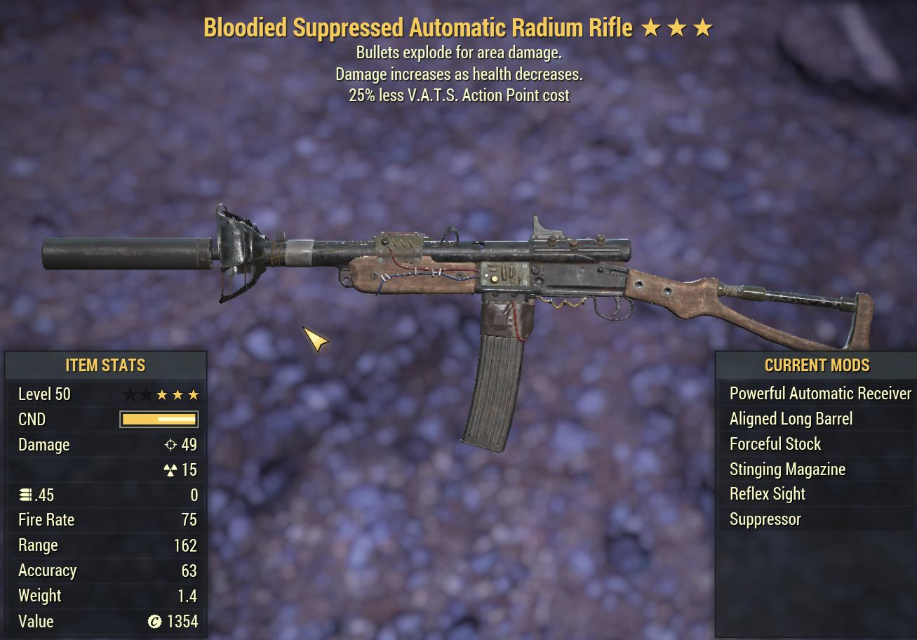 Buy Bloodied Explosive Radium Rifl in FALLOUT 76 Items - Offer #2425149664
