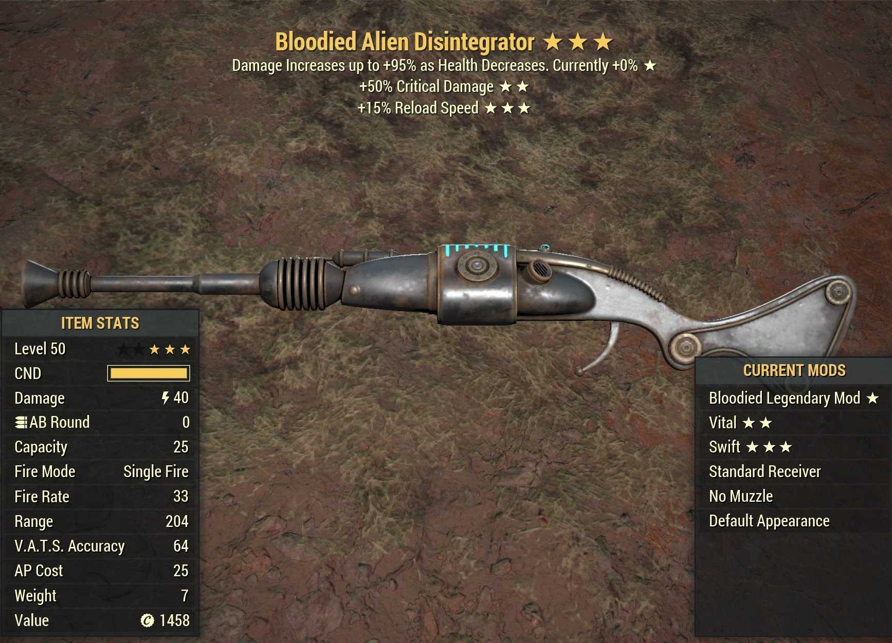 Buy Bloodied Alien Disintegrator [ in FALLOUT 76 Items - Offer #253814319