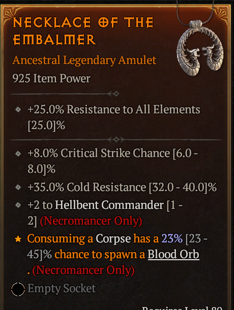 Buy NECROMANCER AMULET +2 HELLBENT in DIABLO 4 Items - Offer #2418696386