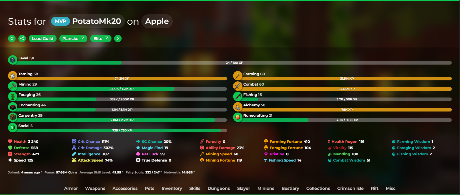 Buy ⚡MVP RANK |14.86B NW | 191.0 in MINECRAFT: HYPIXEL Accounts - Offer ...
