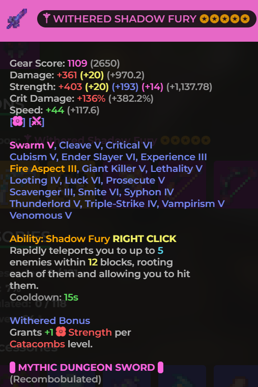 Buy Withered Shadow Fury in MINECRAFT: HYPIXEL Items - Offer #25764683