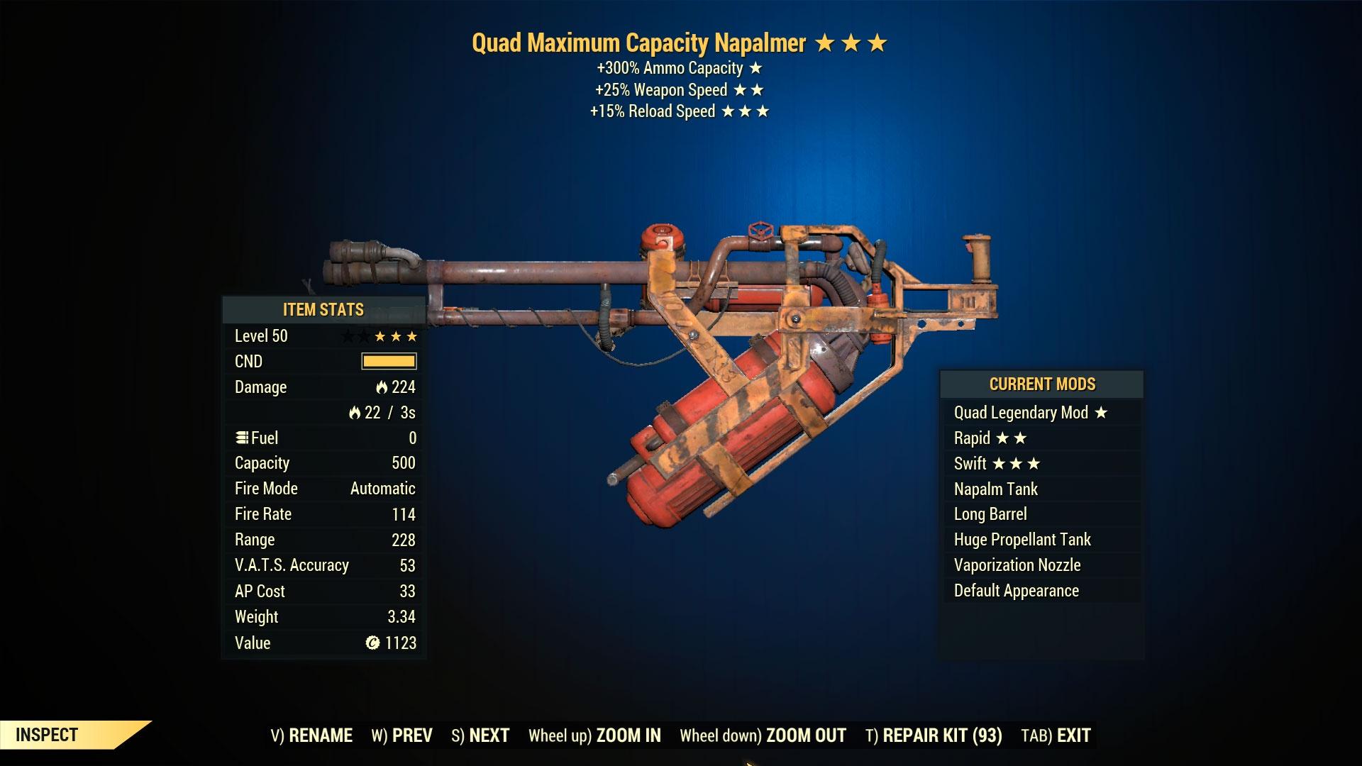 Buy Quad Flamer (+25% Weapon Speed in FALLOUT 76 Items - Offer #2510853965