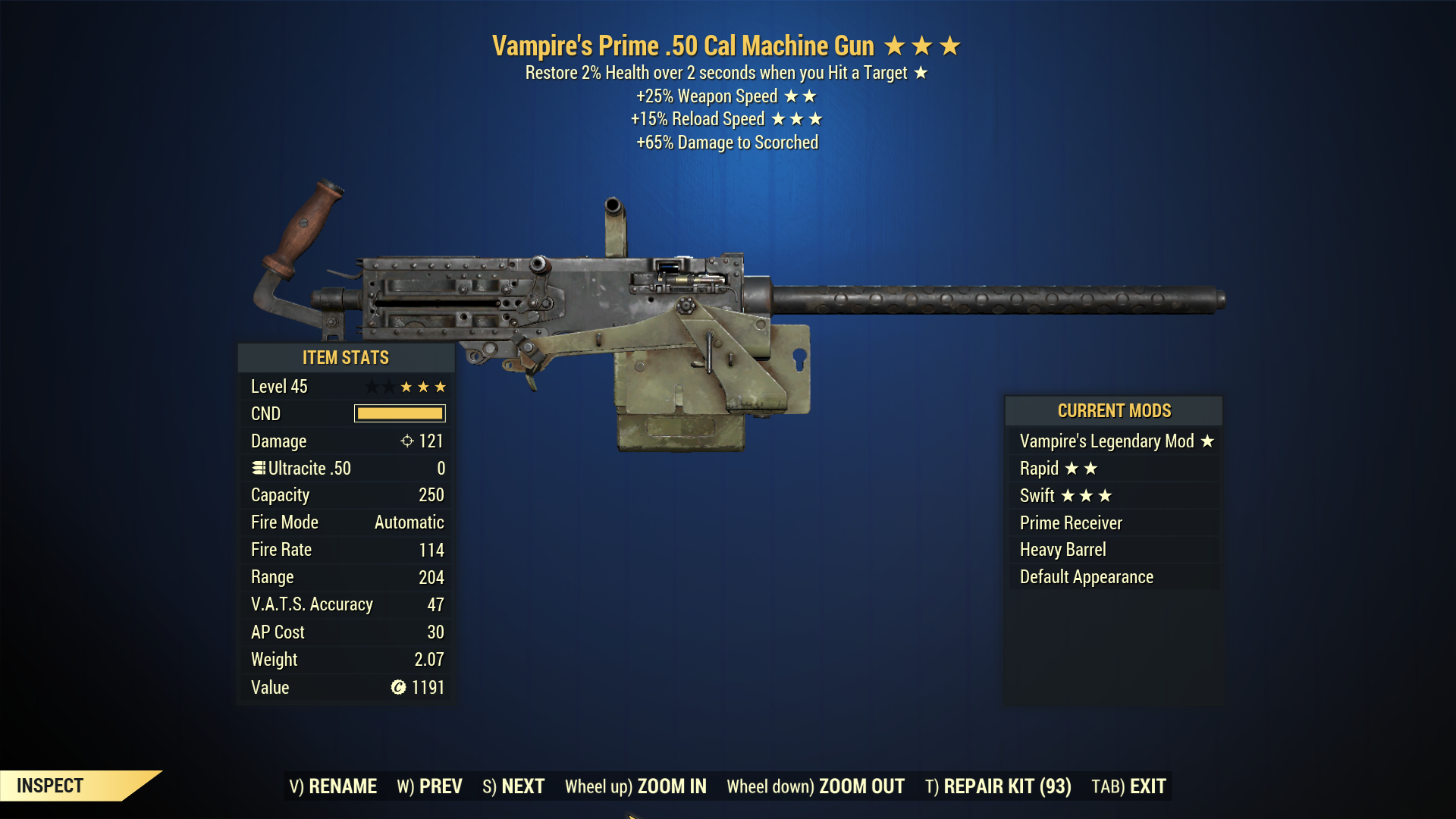 Buy Vampire's 50 Cal Machine Gun ( in FALLOUT 76 Items - Offer #2527683736