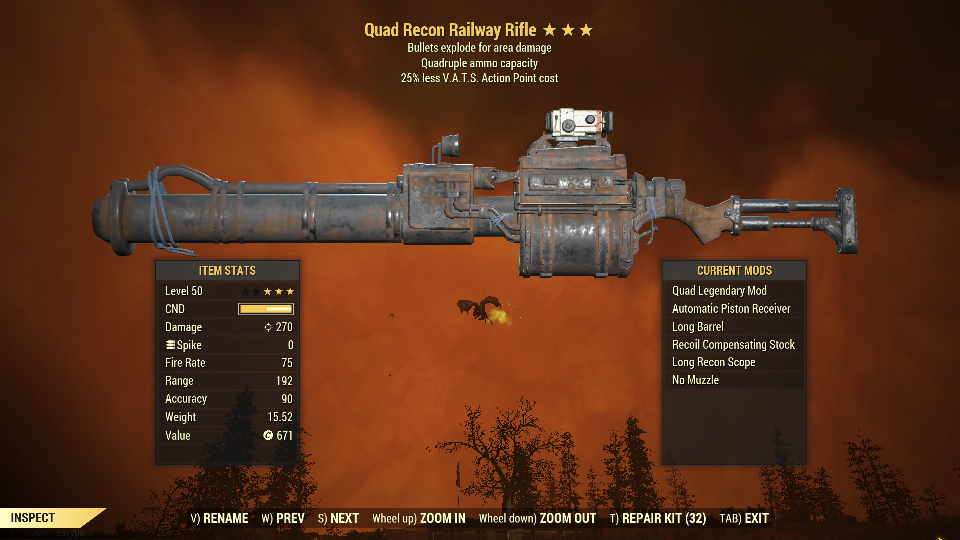 Buy Quad Explosive Railway Rifle ( in FALLOUT 76 Items - Offer #25581638
