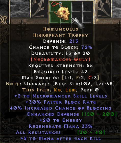 Buy Homunculus Necro Shield - PD2 in PROJECT DIABLO 2 Items - Offer ...