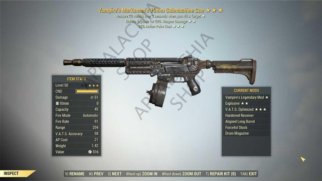 Buy Vampire's Explosive 10mm Subma in FALLOUT 76 Items - Offer #2531498871