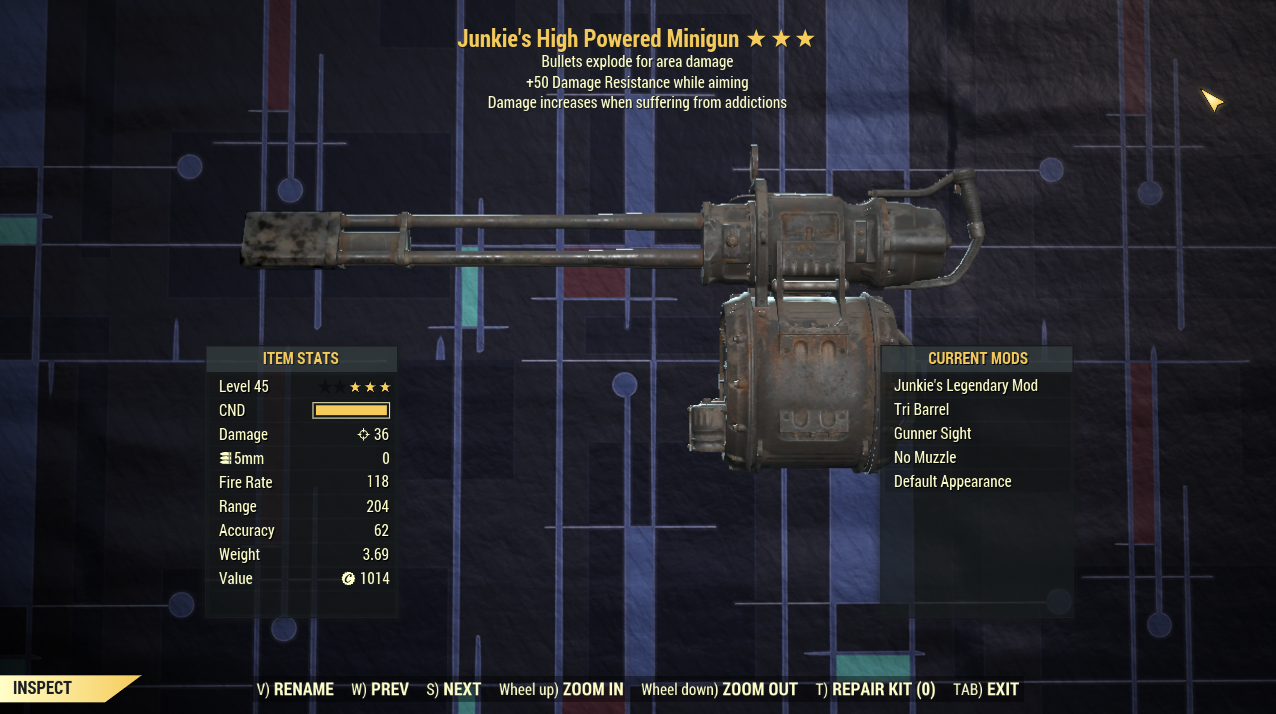 Buy Junkie's Explosive Minigun + 5 in FALLOUT 76 Items - Offer #2431887296