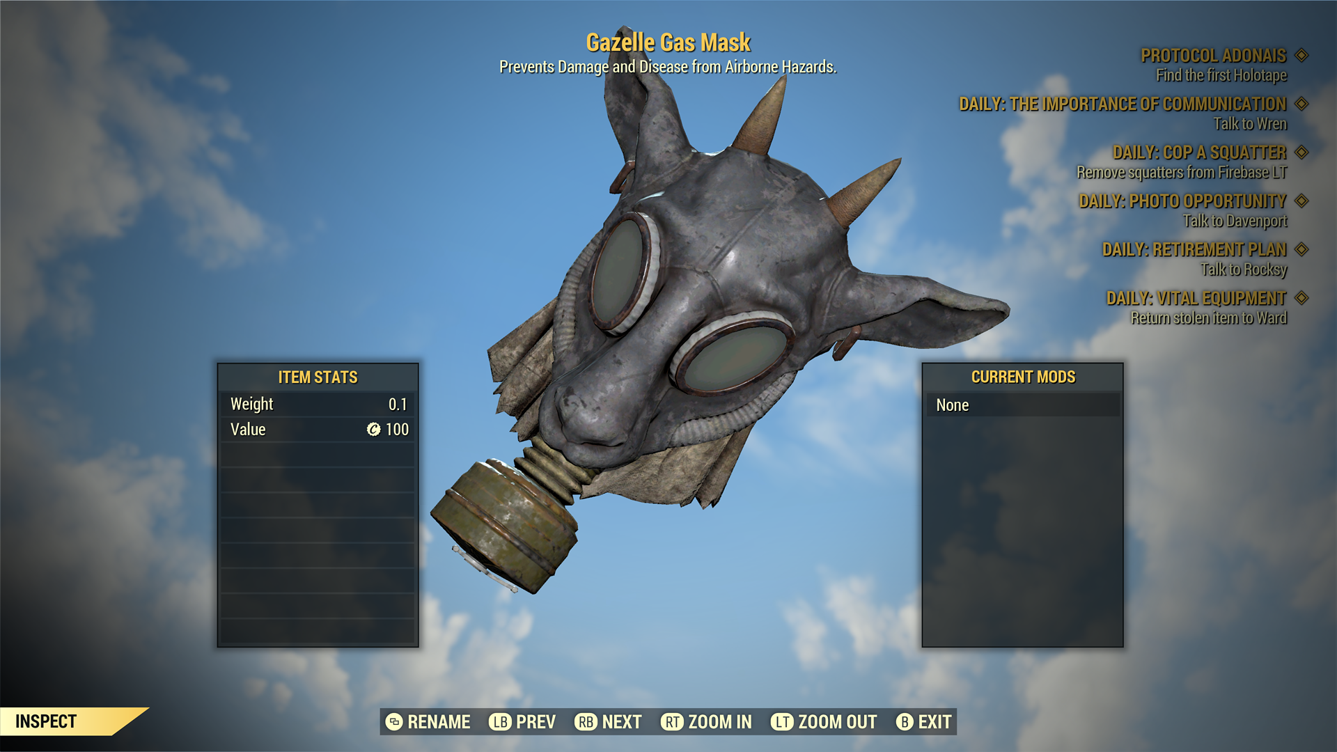 Buy [XBOX] Gazelle Gas Mask in FALLOUT 76 Items - Offer #2616946253