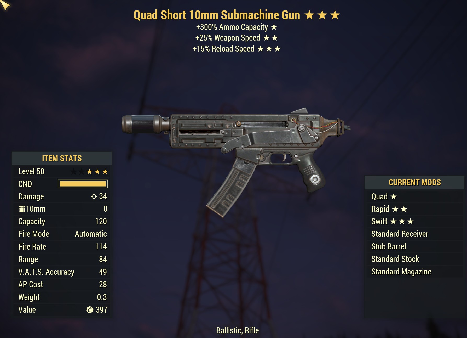 Buy 10mm Submachine Gun Q/25/15R in FALLOUT 76 Items - Offer #2425435593