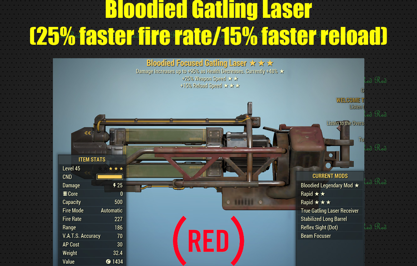 Buy Bloodied Gatling Laser (25% fa in FALLOUT 76 Items - Offer #2435822174