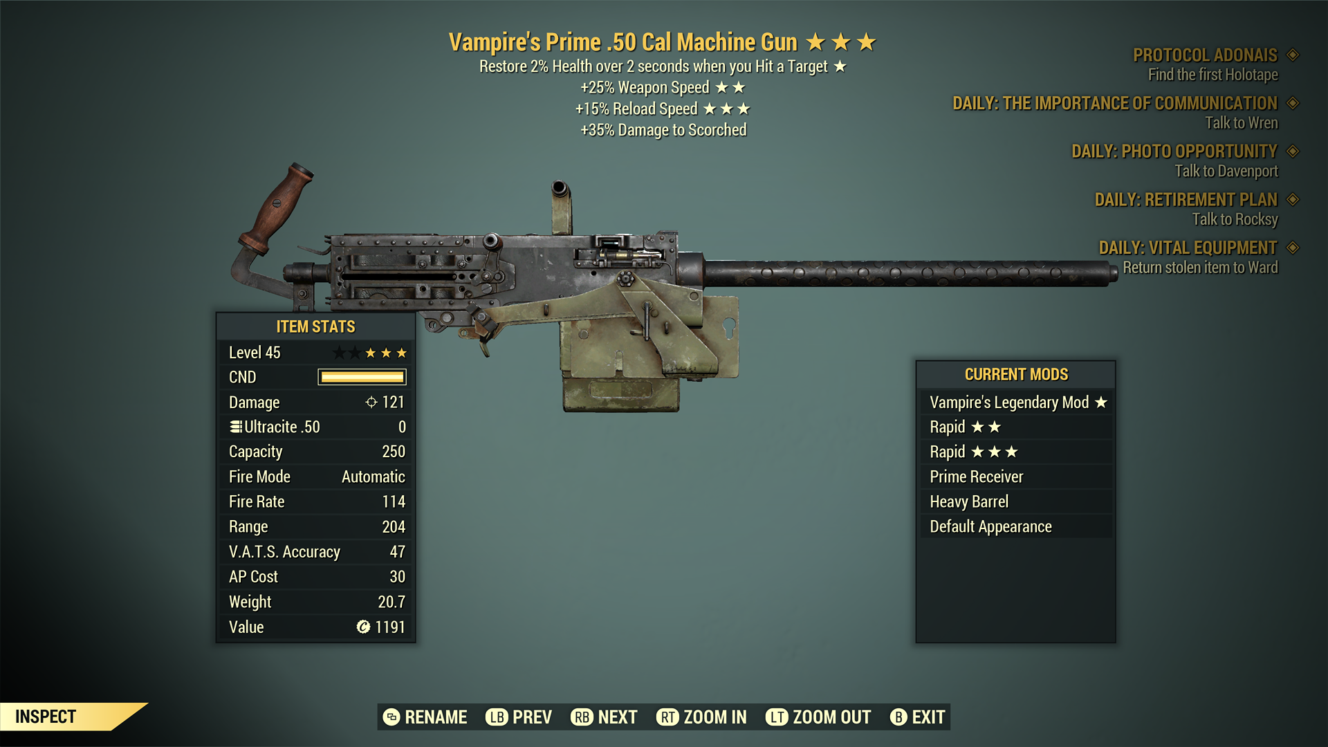 Buy [XBOX] Vampire's 50 Cal Machin in FALLOUT 76 Items - Offer #2517751101