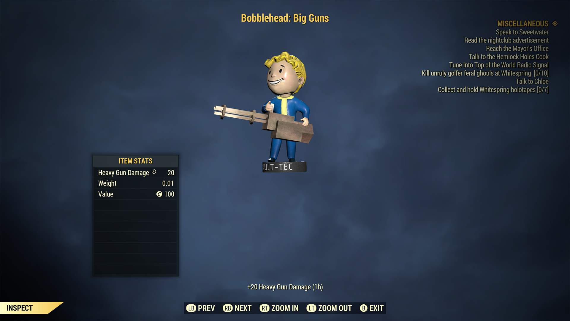 Buy [XBOX] Bobblehead: Big Guns x5 in FALLOUT 76 Items - Offer #2433619776