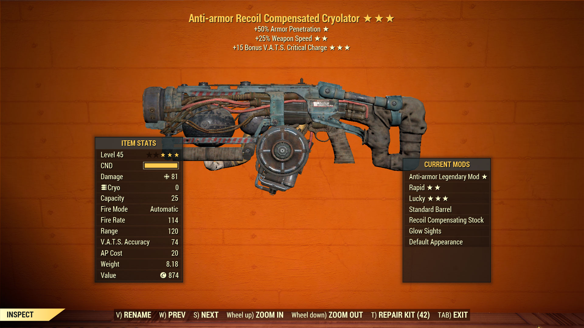 Buy Anti-armor Cryolator (+25% Wea in FALLOUT 76 Items - Offer #2519463950