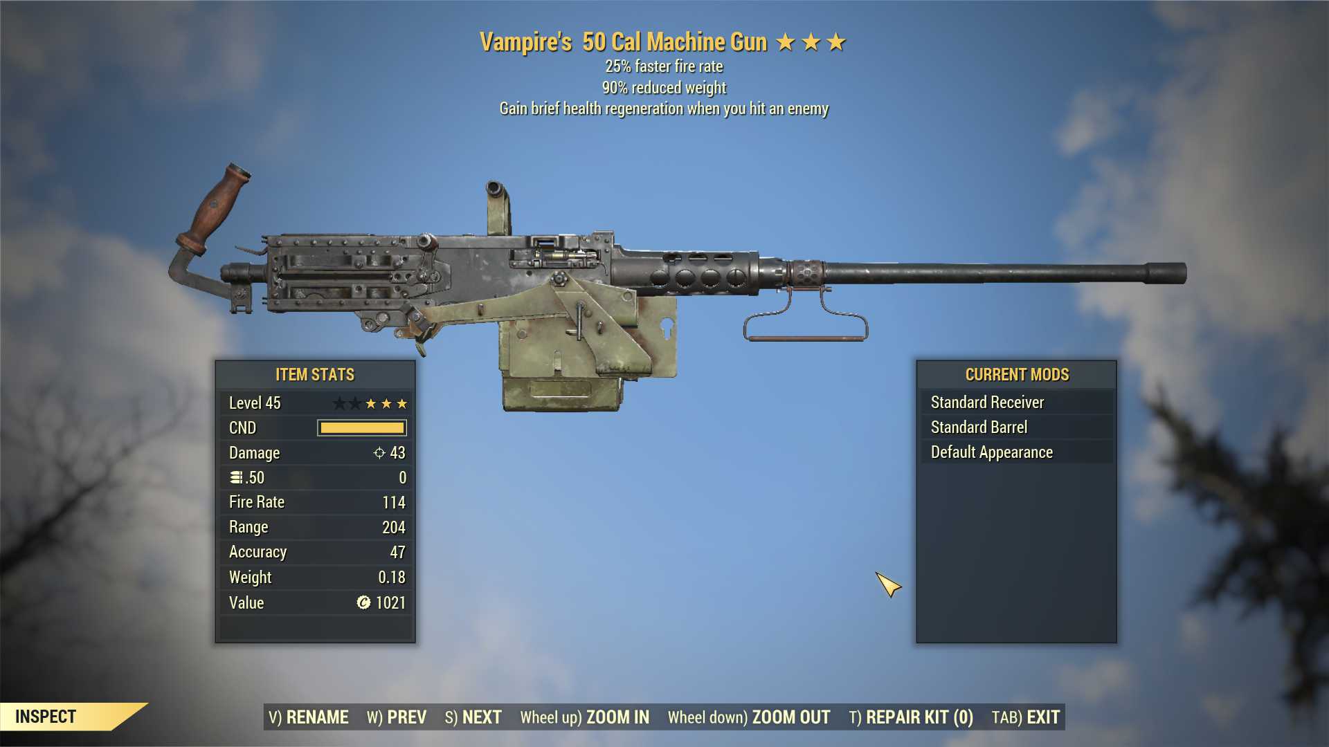 Buy Vampire's 50 Cal Machine Gun ( in FALLOUT 76 Items - Offer #2525498509