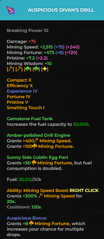 Buy Selling DIVAN'S DRILL in MINECRAFT: HYPIXEL Items - Offer #24715017