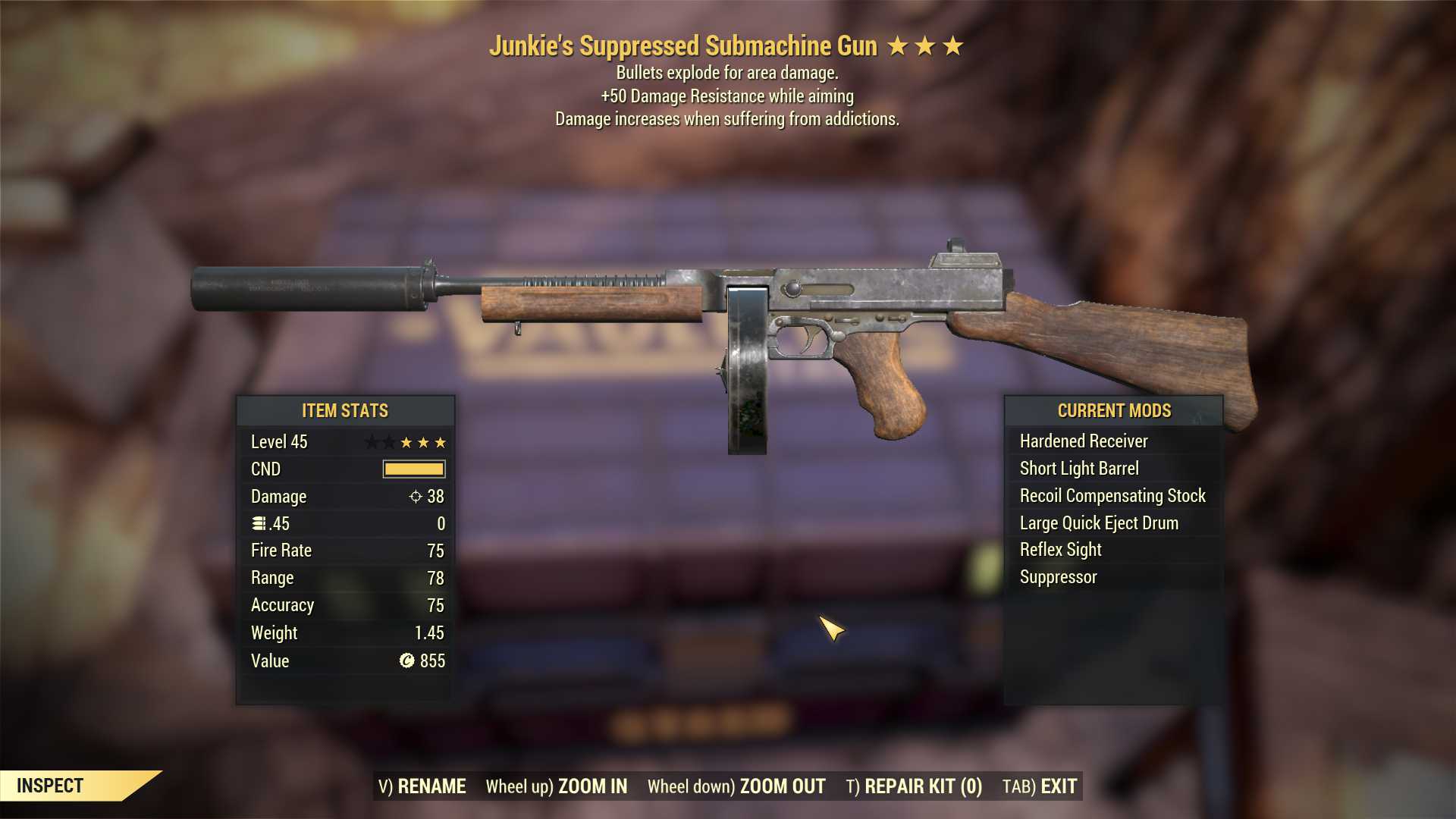 Buy Junkie's Explosive Submachine in FALLOUT 76 Items - Offer #233436787