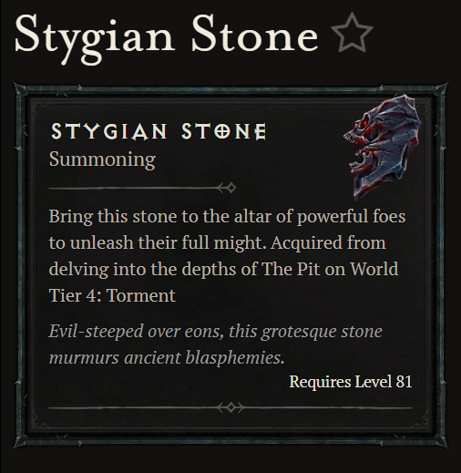 Buy Stygian Stone Mini 50 Set Per in DIABLO 4 Items - Offer #2413713417