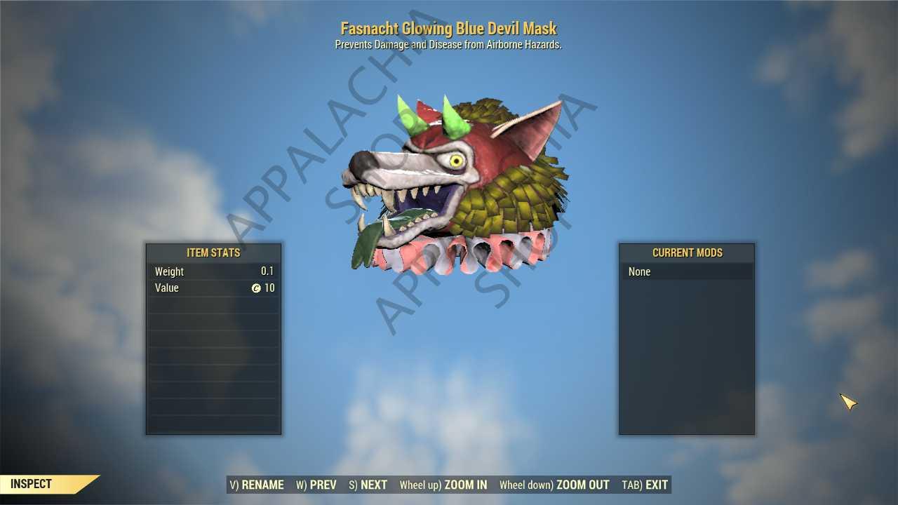 Buy Fasnacht Glowing Blue Devil Ma in FALLOUT 76 Items - Offer #2526153187