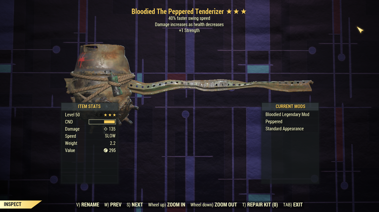 Buy Bloodied 40% Swing Speed Tende in FALLOUT 76 Items - Offer #2425764476