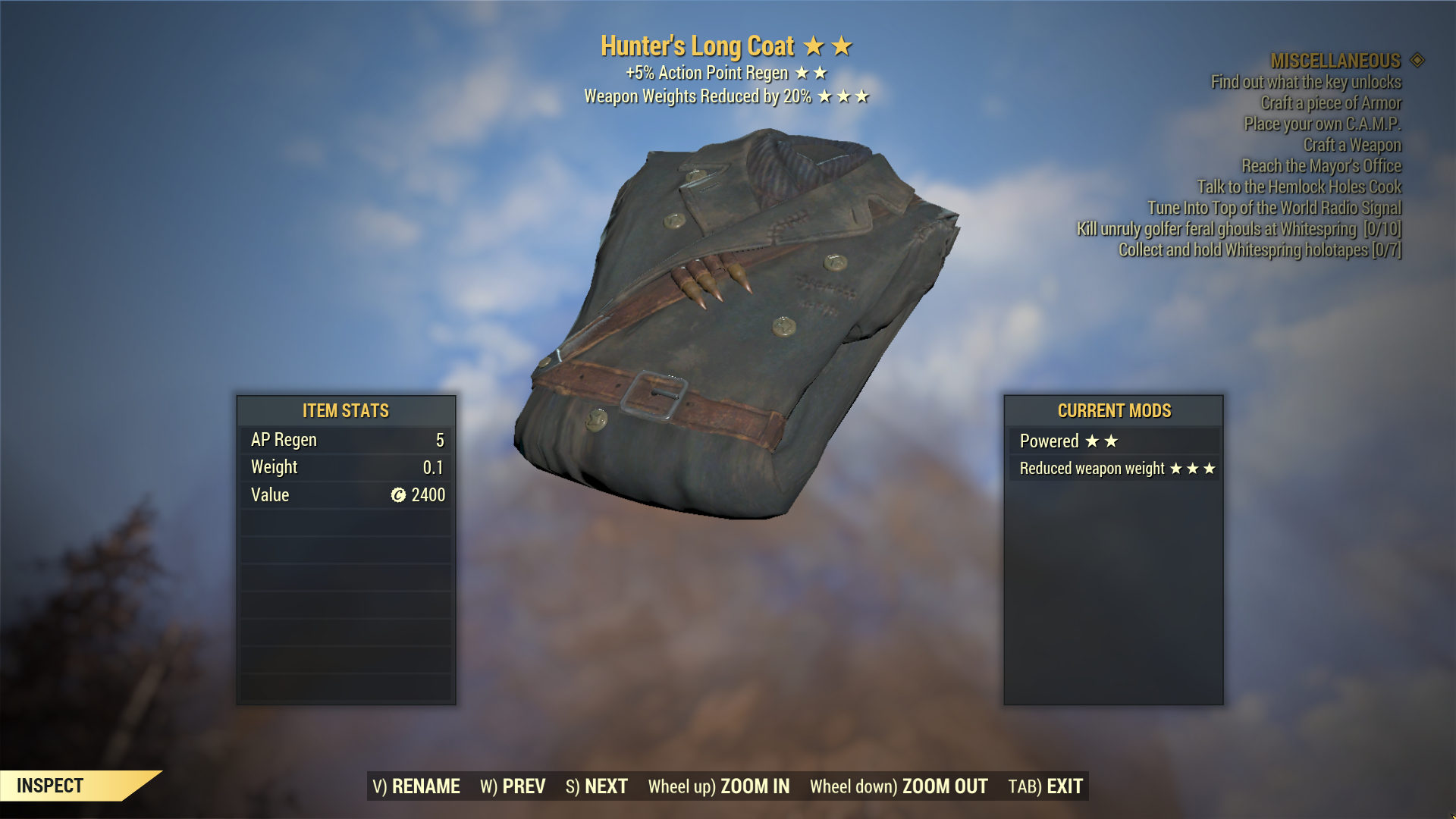 Buy Hunters Long Coat (+5% Action in FALLOUT 76 Items - Offer #2532679443