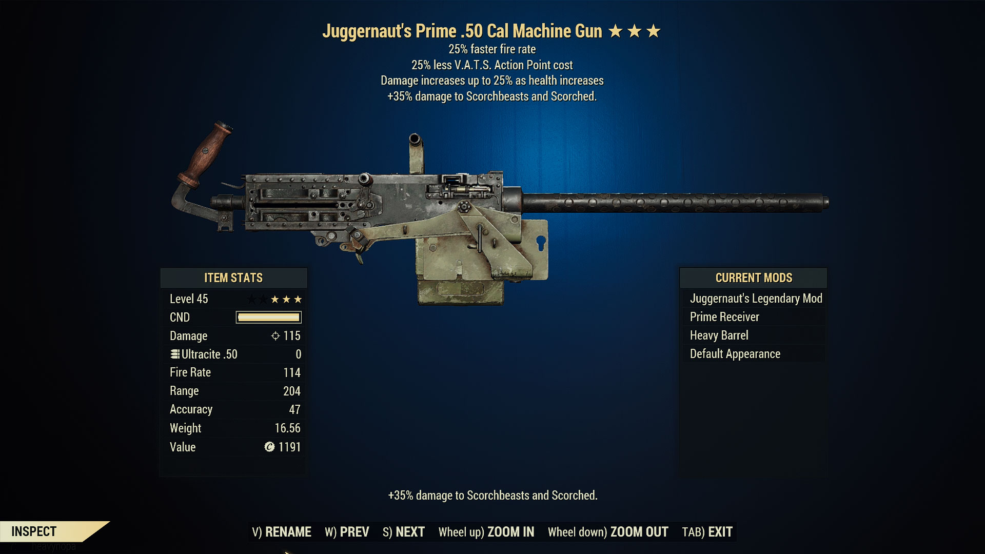 Buy Juggernaut's 50 Cal Machine Gu in FALLOUT 76 Items - Offer #255589652