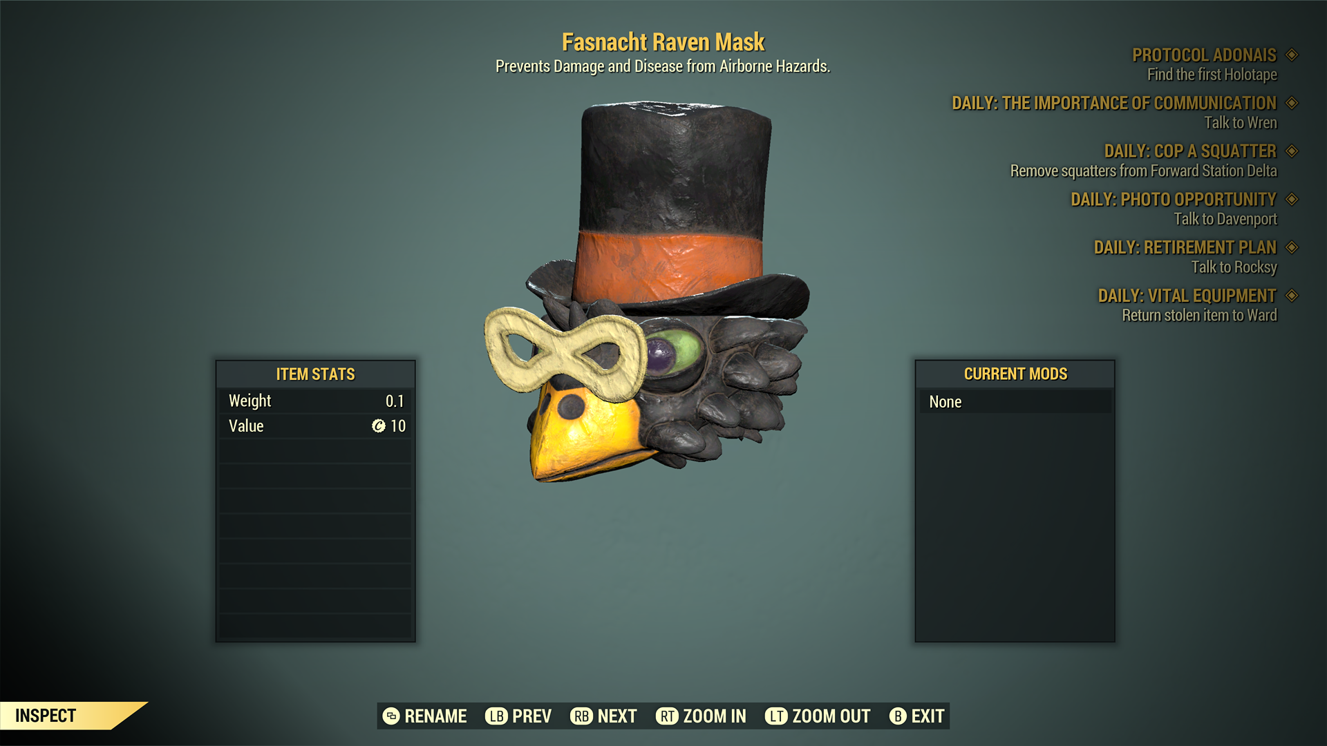 Buy [XBOX] Fasnacht Raven Mask in FALLOUT 76 Items - Offer #2512486201