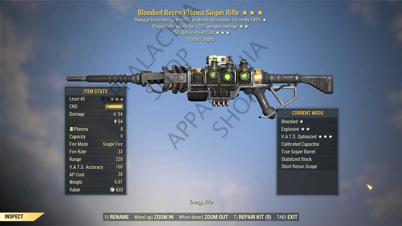 Buy Bloodied Explosive Plasma rifl in FALLOUT 76 Items - Offer #2531429455