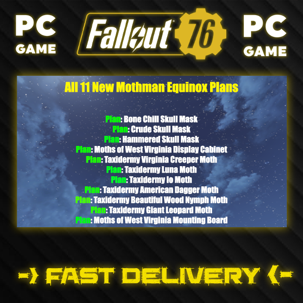 Buy All 11 New Mothman Equinox Pla in FALLOUT 76 Items - Offer #2422845389