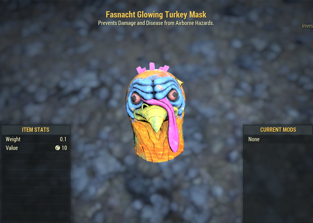 Buy Fasnacht Glowing Turkey Mask in FALLOUT 76 Items - Offer #2511651758