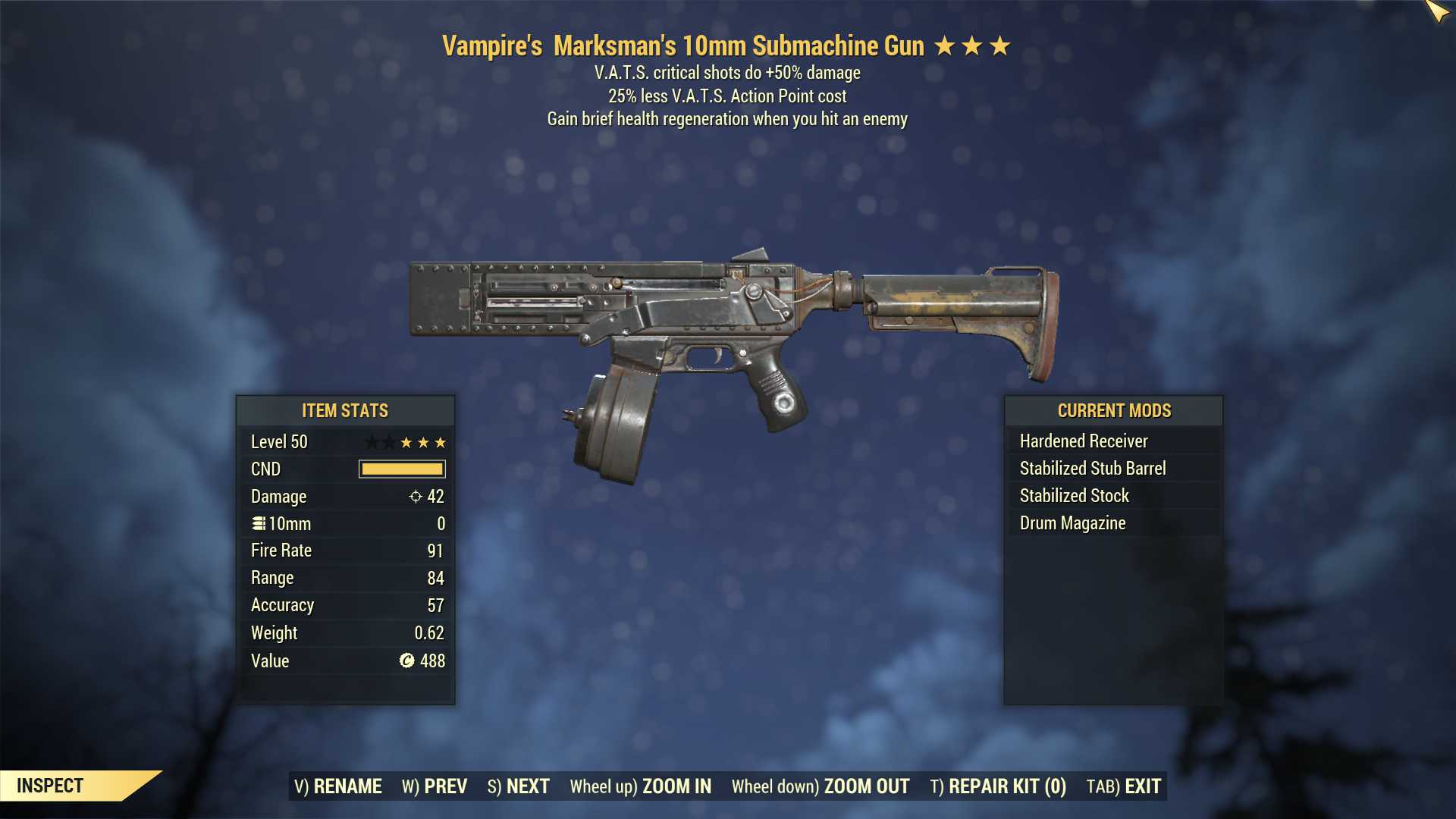 Buy Vampire's 10mm Submachine Gun in FALLOUT 76 Items - Offer #2328663855