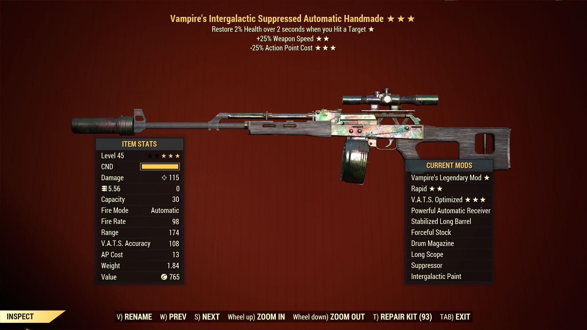 Buy Vampire's Handmade Rifle (+25% in FALLOUT 76 Items - Offer #256859288