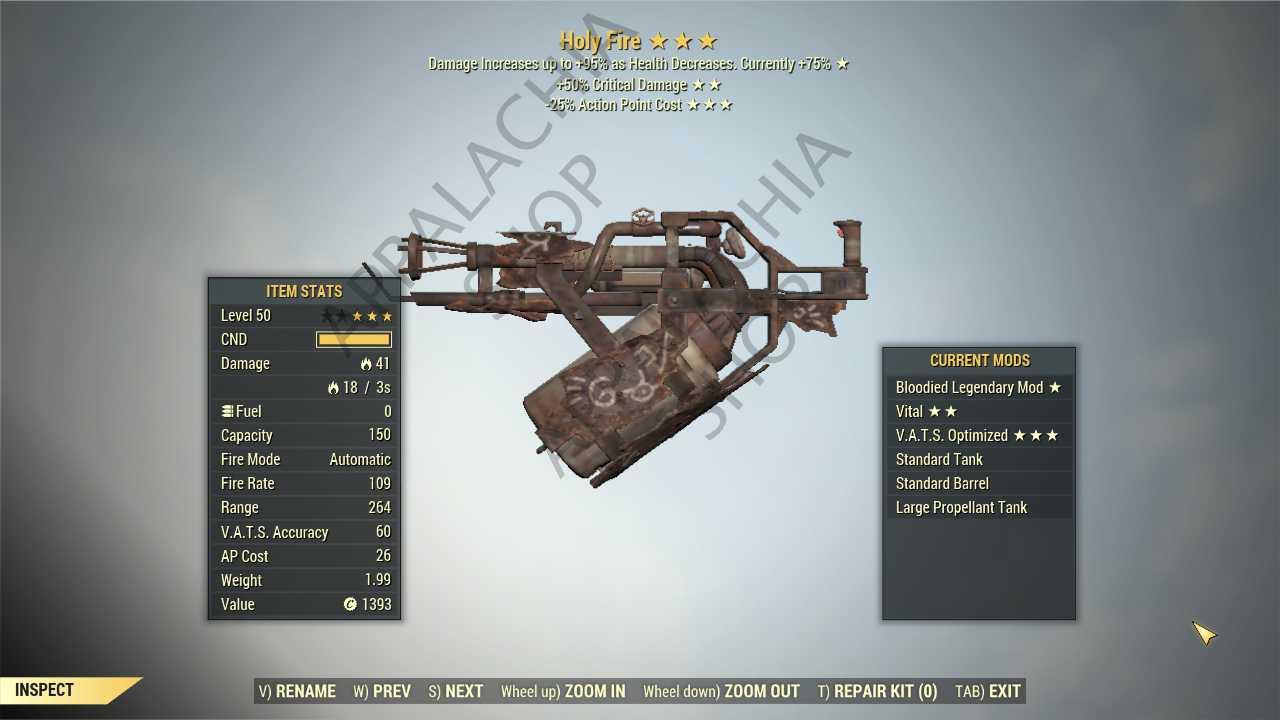 Buy Bloodied Holy Fire (+50% criti in FALLOUT 76 Items - Offer #2531492961