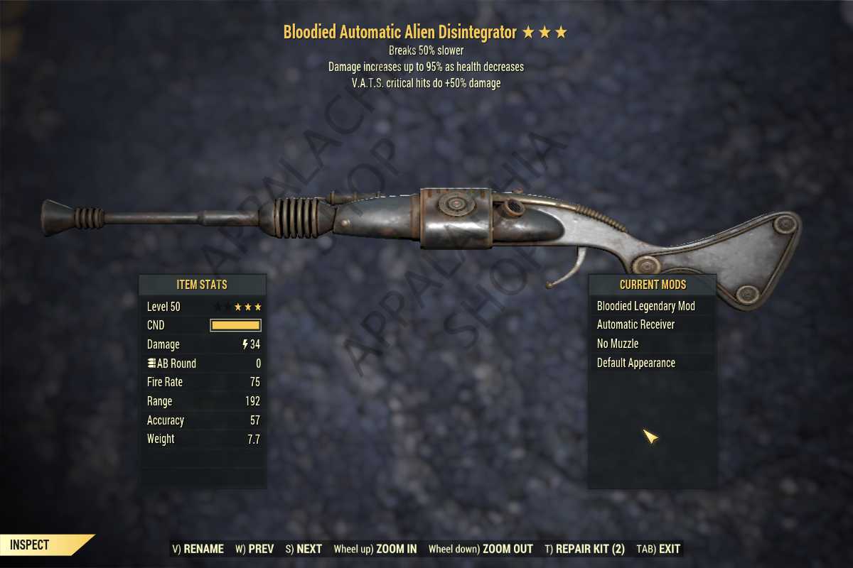Buy Bloodied Alien disintegrator ( in FALLOUT 76 Items - Offer #2332064946