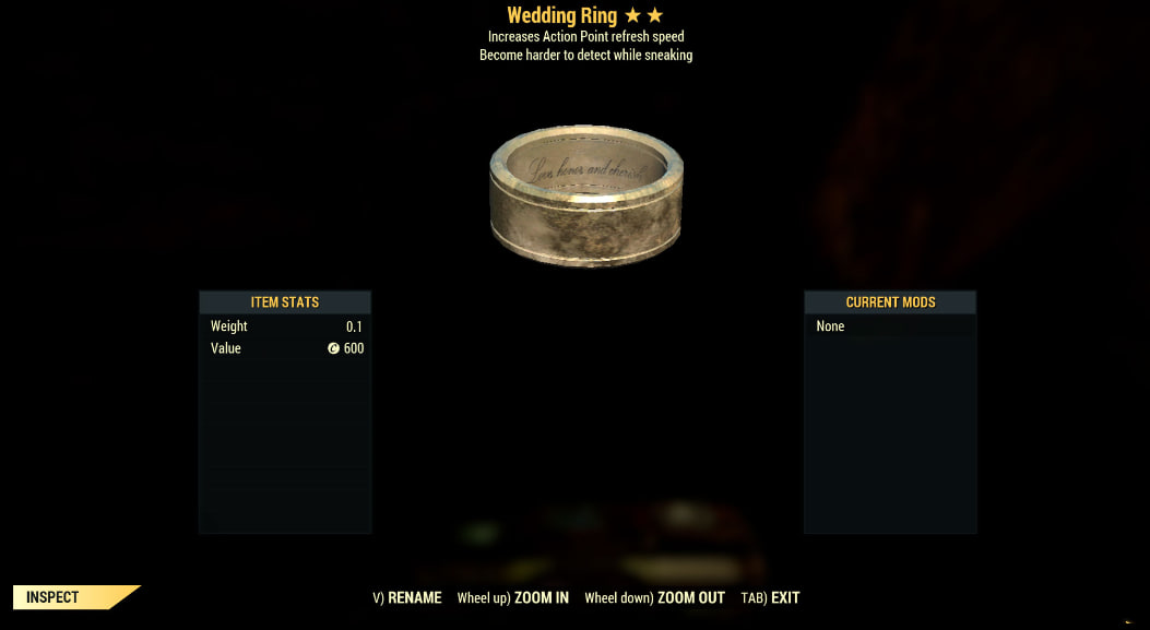 Buy Legendary Wedding Ring (AP ref in FALLOUT 76 Items - Offer #2330059576