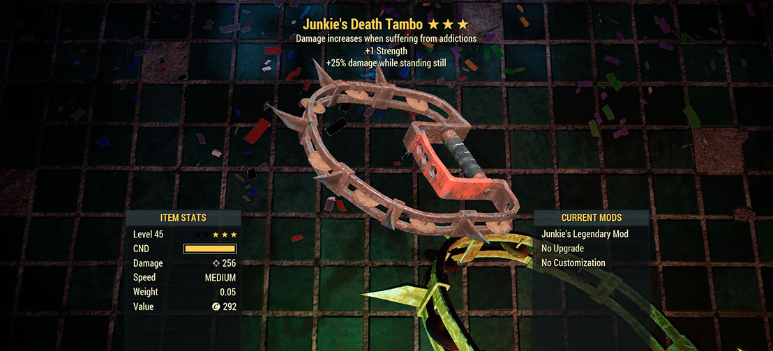 Buy Junkie's Death Tambo (+25% dam in FALLOUT 76 Items - Offer #254858759