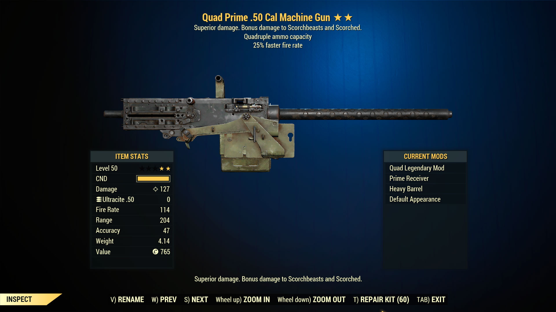 Buy Quad 50 Cal Machine Gun (25% f in FALLOUT 76 Items - Offer #2318779221