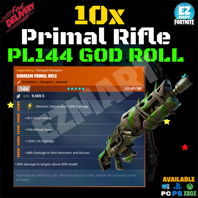 Buy 10x Primal Rifle (Nature) PL14 in FORTNITE Items - Offer #251251649